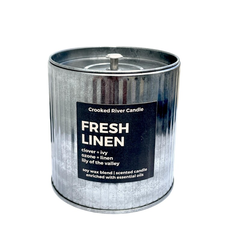 Fresh Linen | Rustic Cottage Tin With Lid | Scented Soy Candle | Wood ...