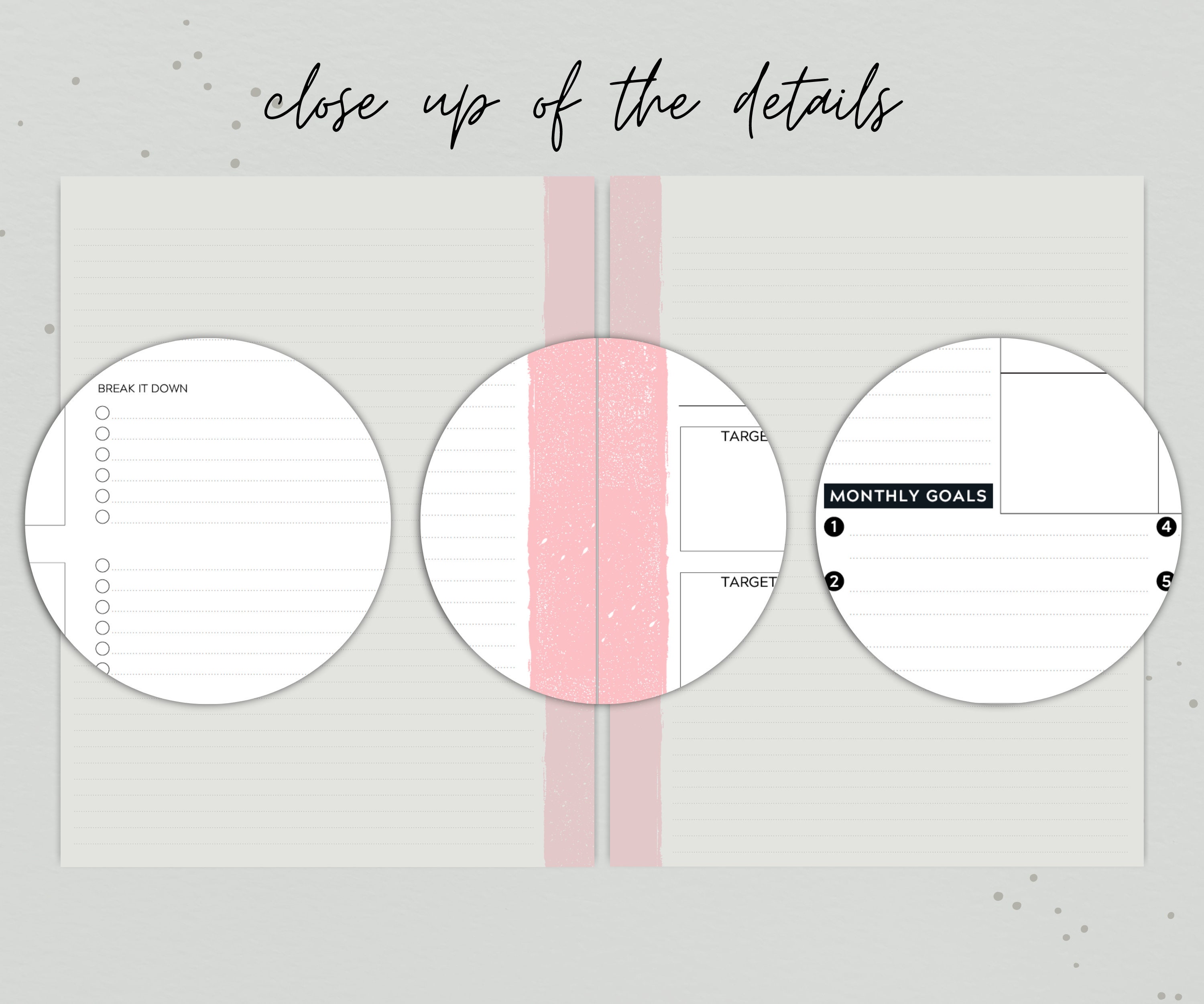 Pink Project Planner, Goal Tracker Planner, Undated Weekly Planner ...