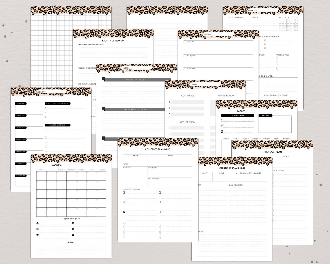 Leopard Business Planner, Printable Task Planner, Daily and Weekly ...