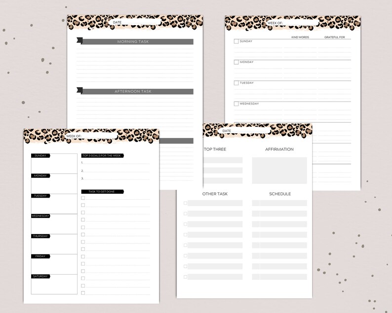 Leopard Business Planner, Printable Task Planner, Daily and Weekly ...