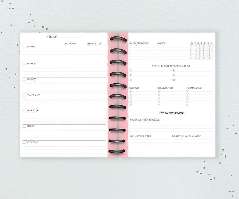 Pink Project Planner Goal Tracker Planner Undated Weekly - Etsy