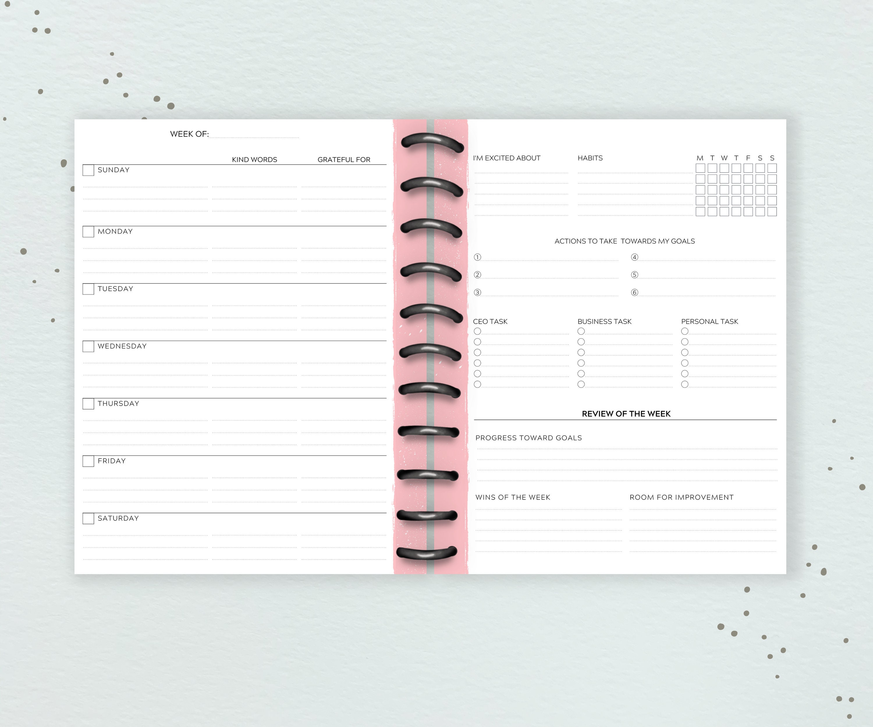 Pink Project Planner, Goal Tracker Planner, Undated Weekly Planner ...