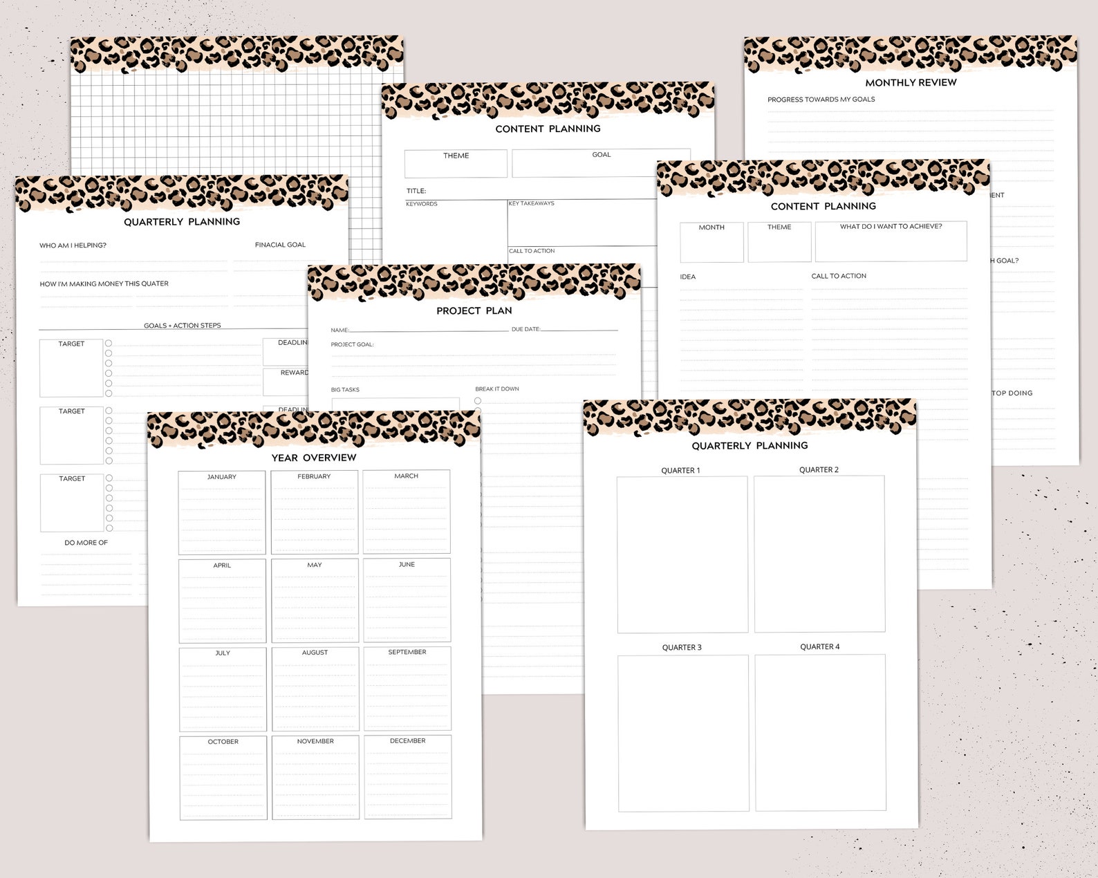 Leopard Business Planner, Printable Task Planner, Daily and Weekly ...