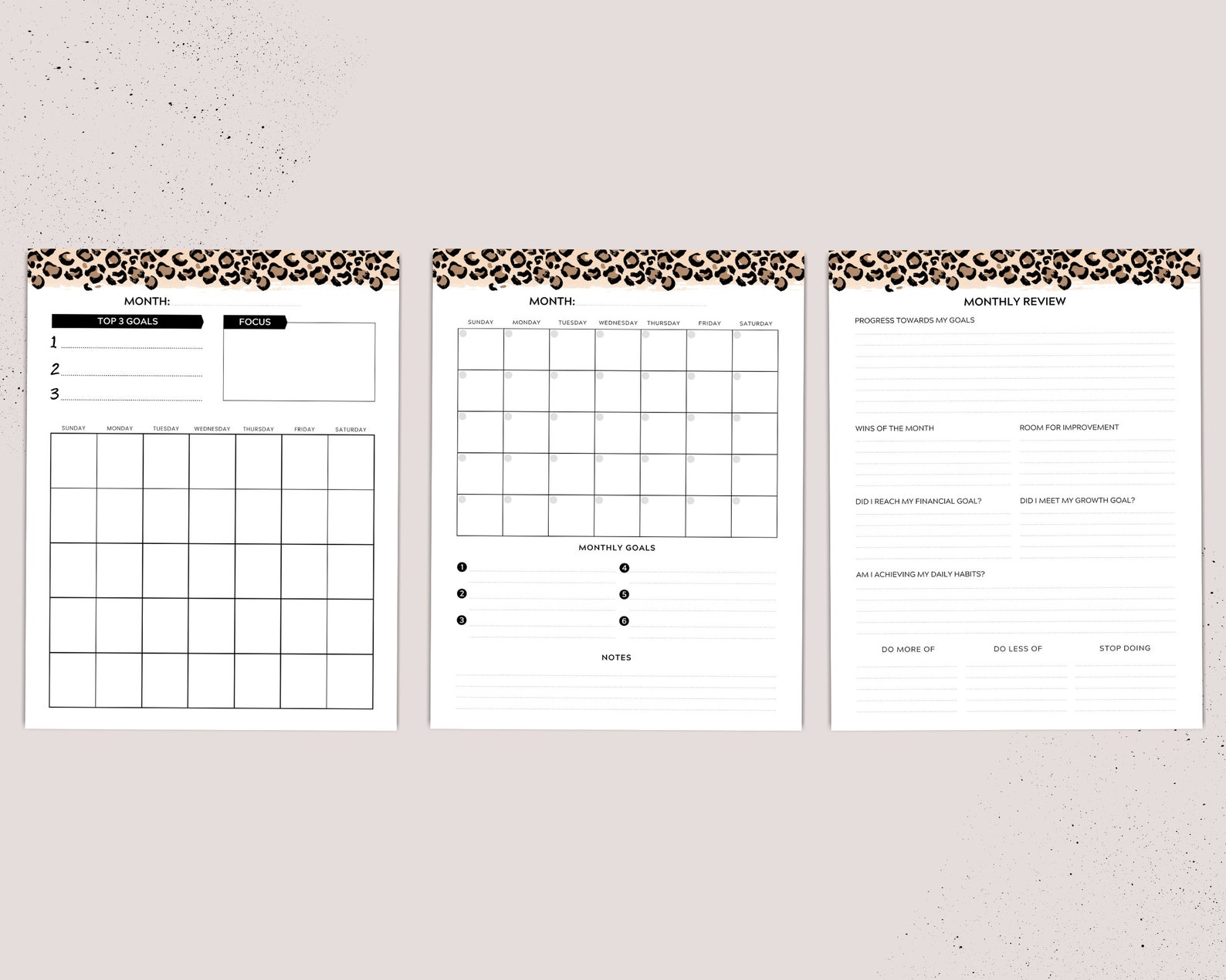 Leopard Business Planner, Printable Task Planner, Daily and Weekly ...
