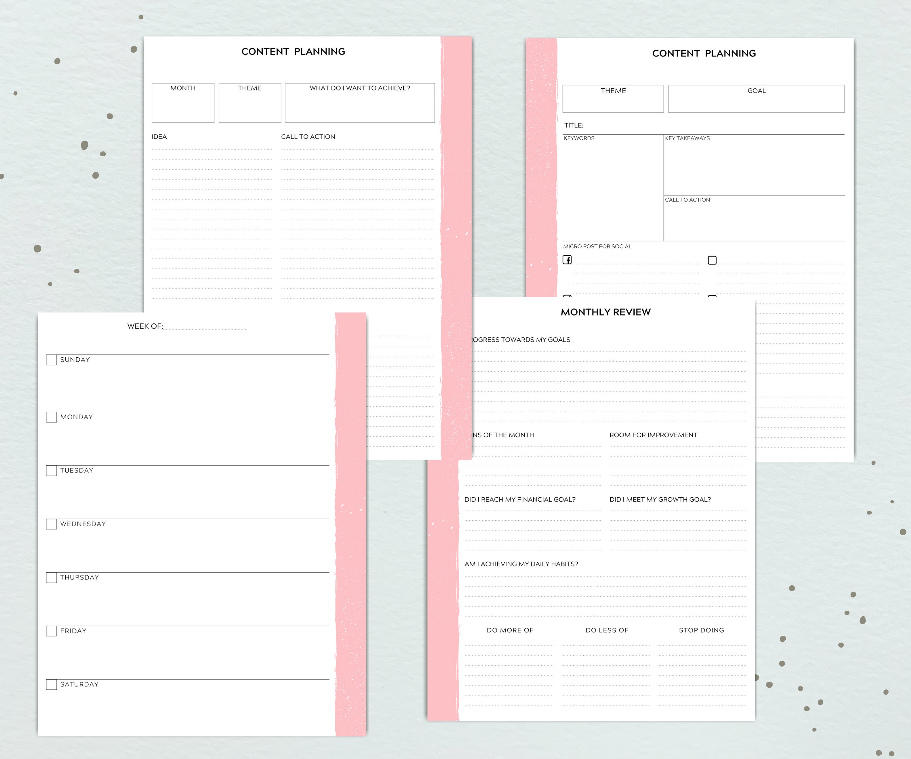 Pink Project Planner, Goal Tracker Planner, Undated Weekly Planner ...