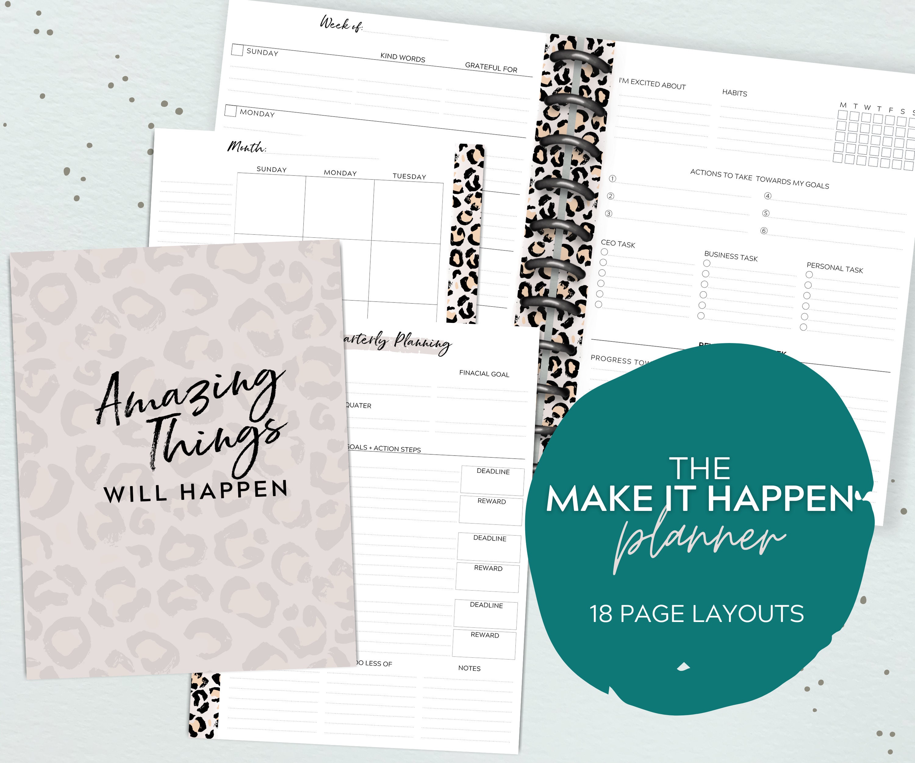 Business Planner Printable, Blog Planner, Goal Planner, Leopard Print ...