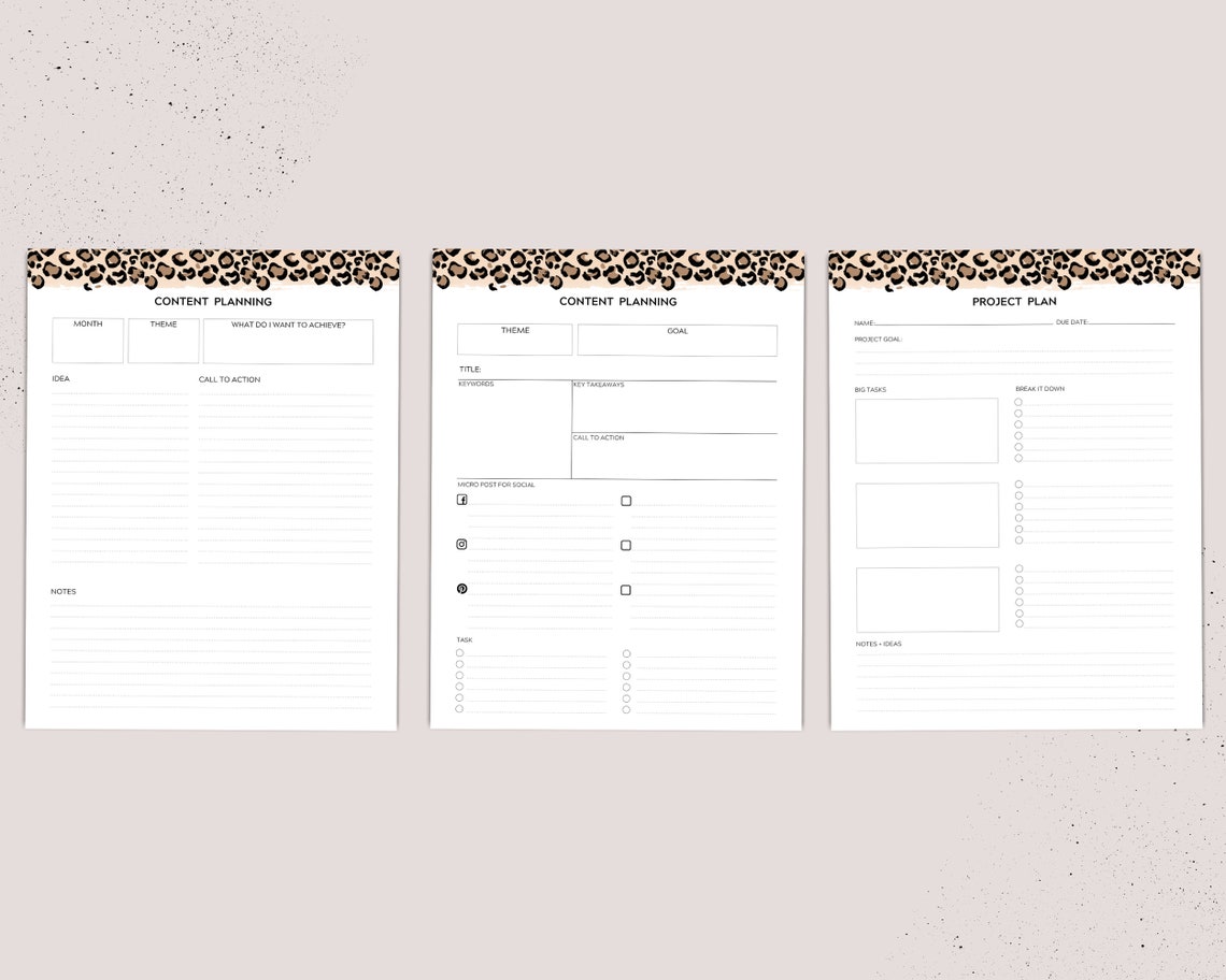 Leopard Business Planner, Printable Task Planner, Daily and Weekly ...