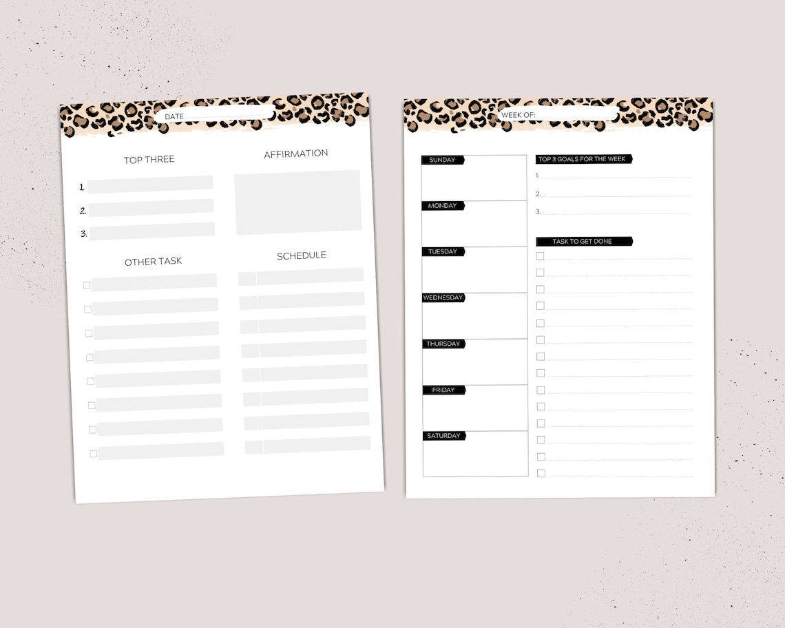 Leopard Business Planner, Printable Task Planner, Daily and Weekly ...