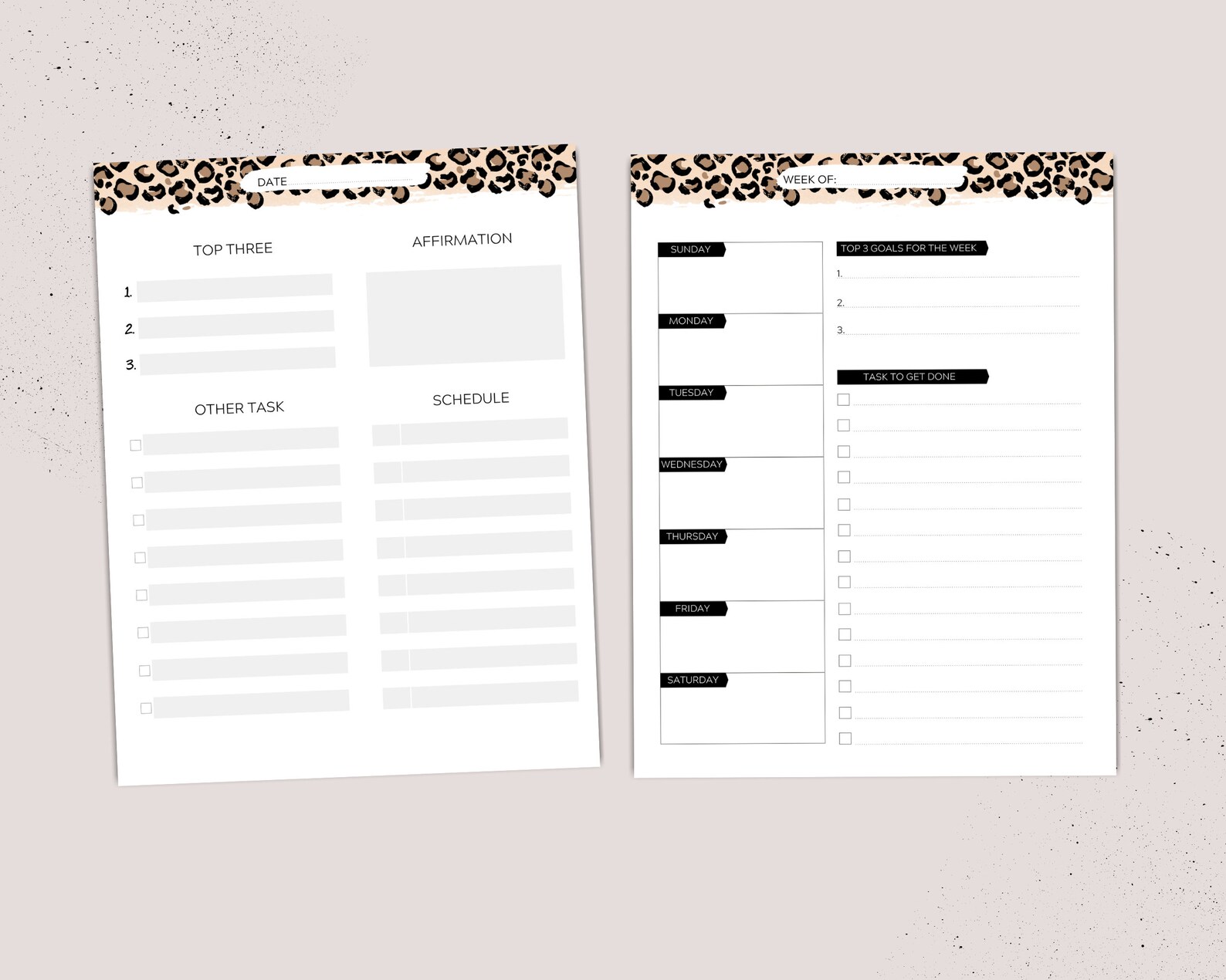 Leopard Business Planner, Printable Task Planner, Daily and Weekly ...