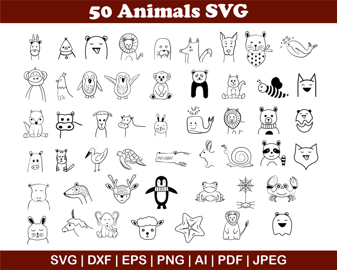 Animal Bundle Svg 50 Abstract Animals and Doodles Svg Svg - Etsy