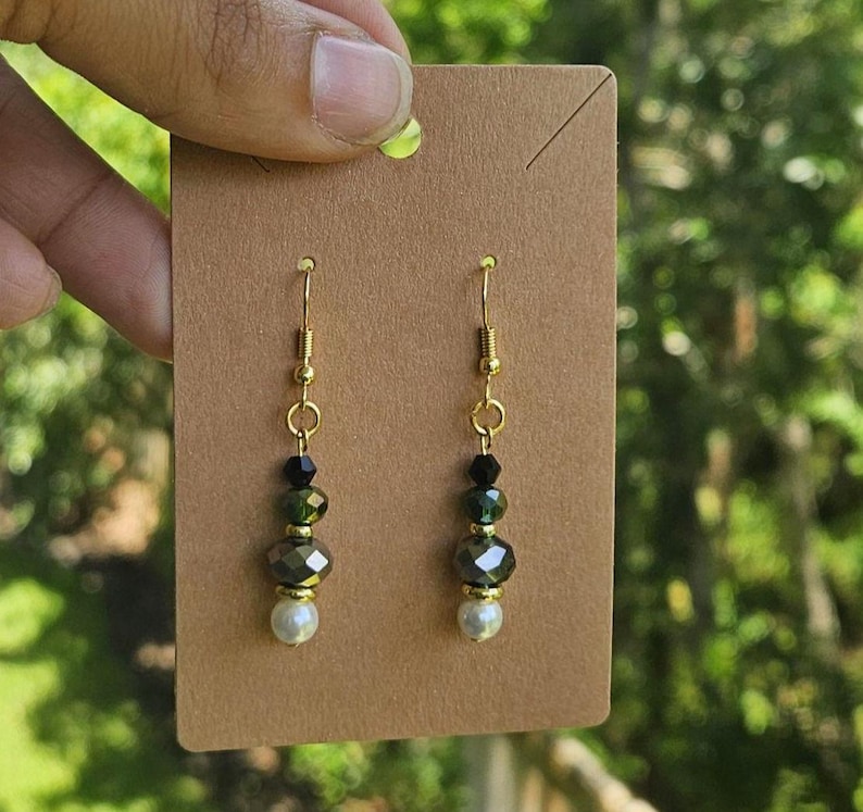 Green Glass Dangle Earrings, 18k Gold Filled, May Birthstone ...