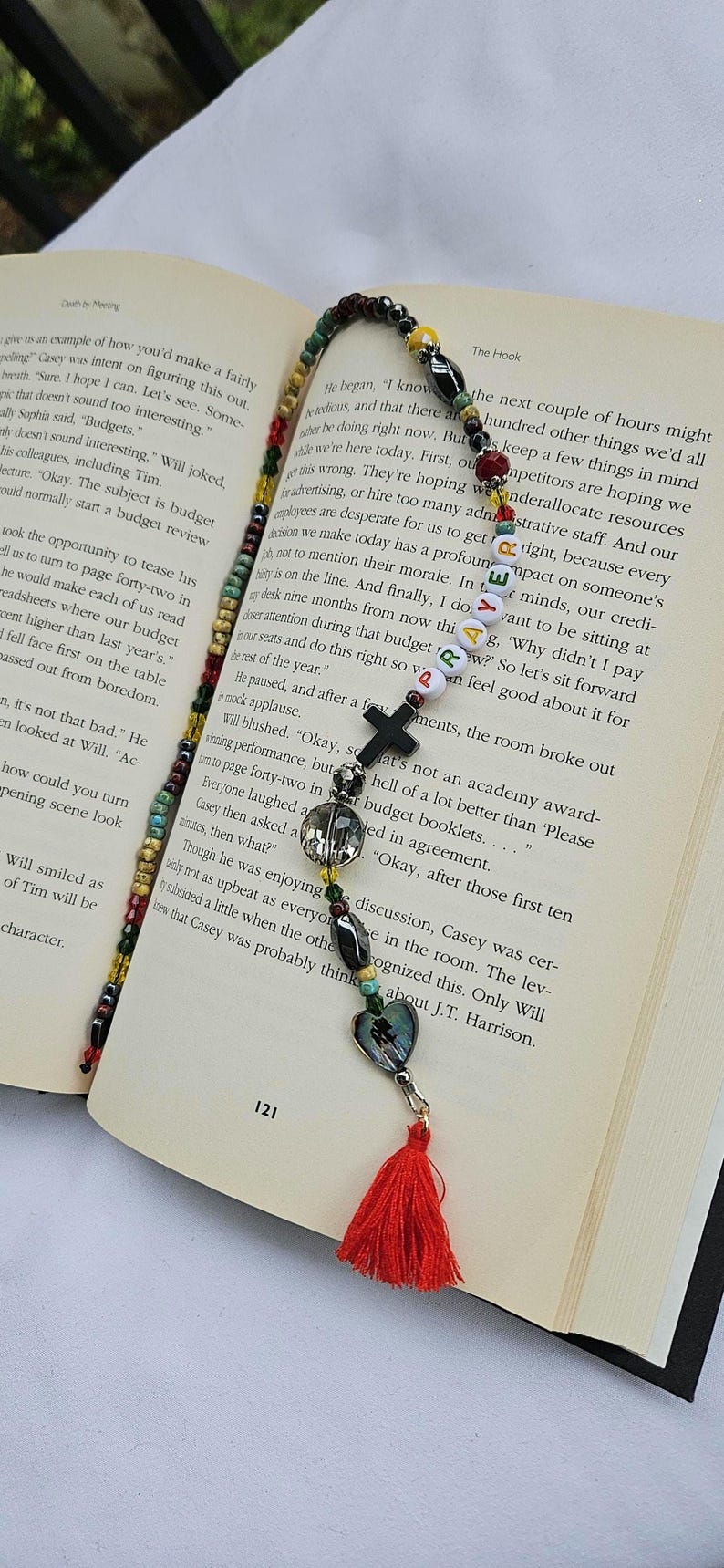 Picasso Beaded Bookmark, Religious Christian Gift, Hematite Cross - Etsy