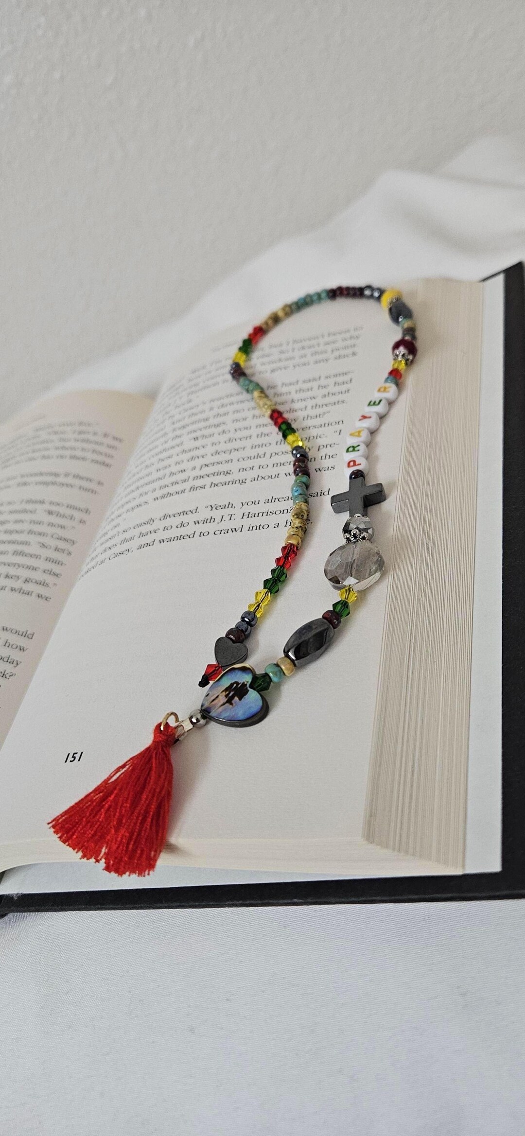 Picasso Beaded Bookmark, Religious Christian Gift, Hematite Cross - Etsy