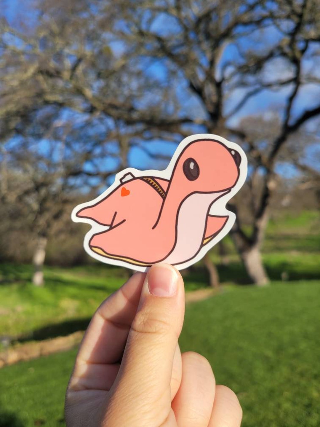 Pink Heart Nessie Vinyl Sticker - Etsy