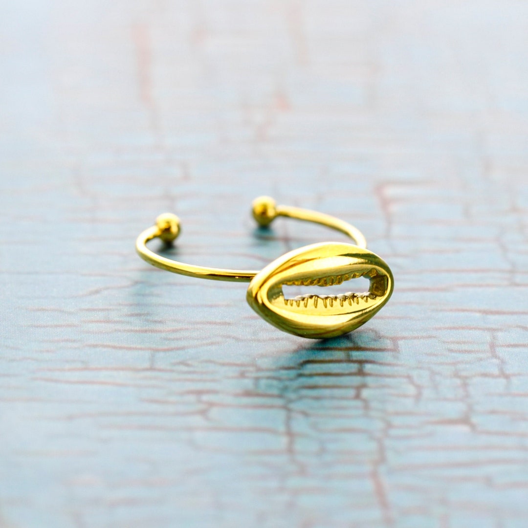 Shell Adjustable Surgical Steel Ring - Etsy UK