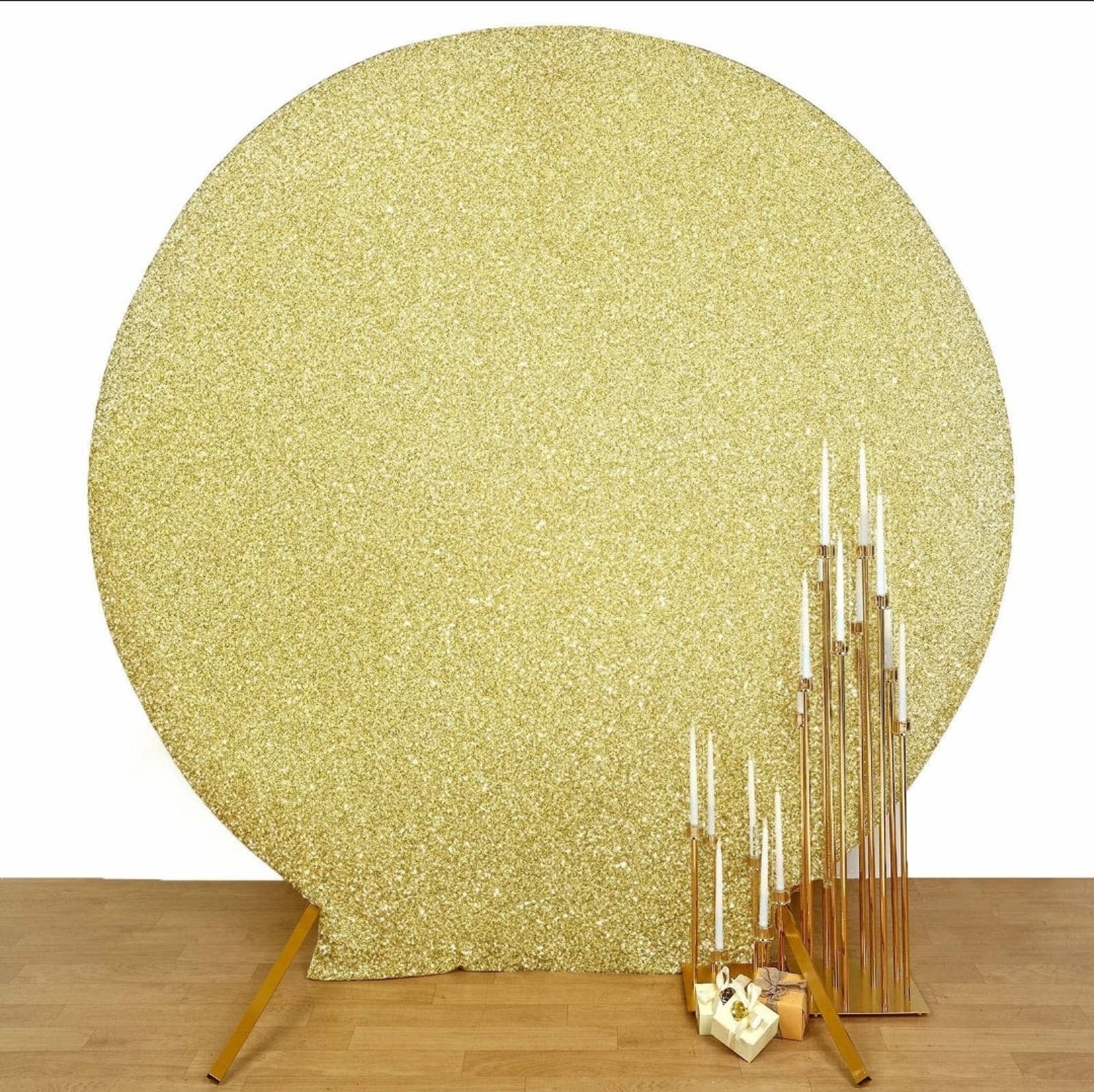 7.5ft Shimmer Glitter Bling Round Spandex Wedding Backdrop Cover Fitted ...