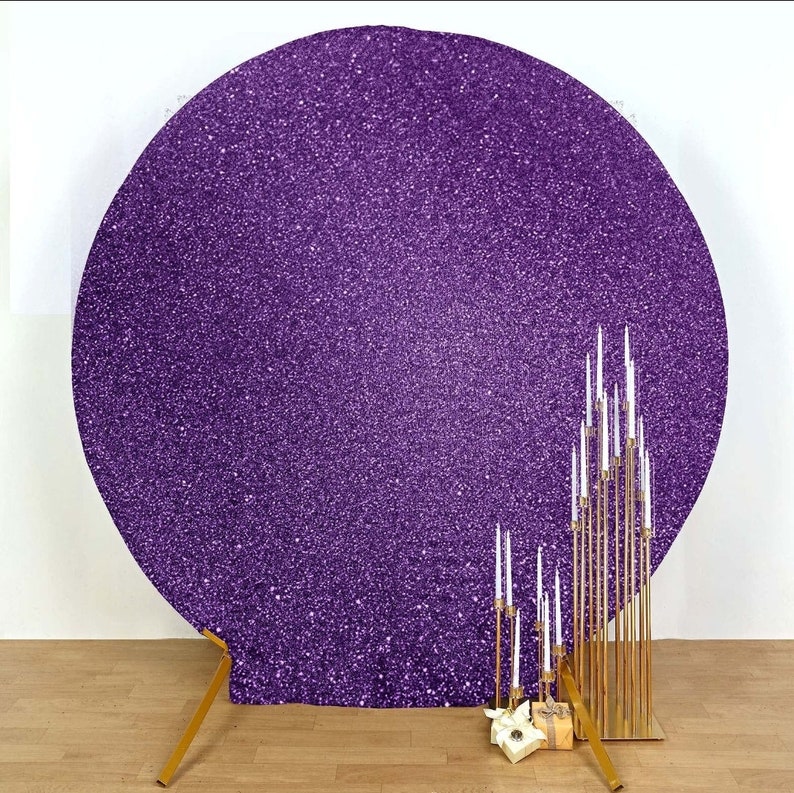 7.5ft Shimmer Glitter Bling Round Spandex Wedding Backdrop Cover Fitted ...