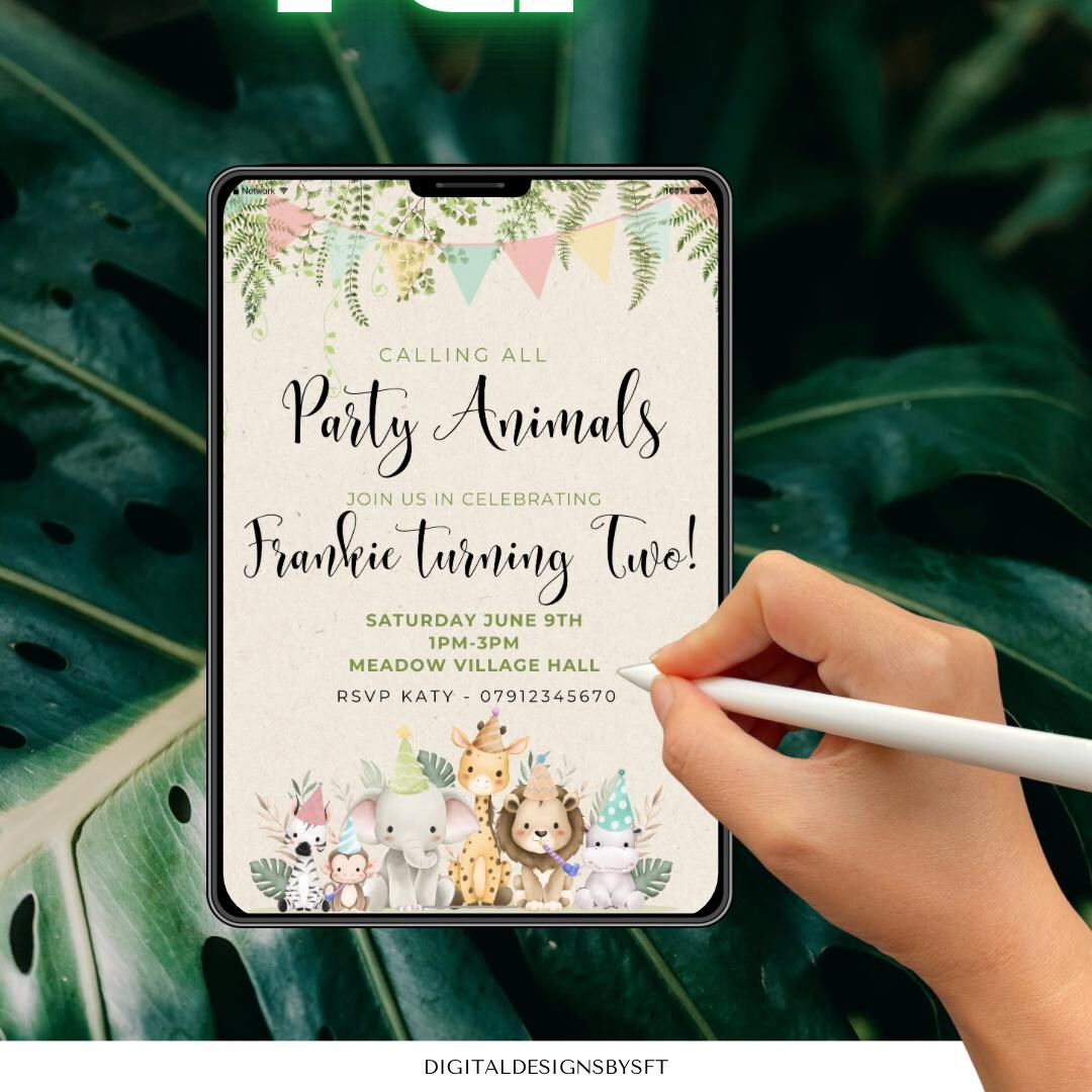 Editable Wild Animal Party Invitation | Cute Animals | Jungle Theme ...
