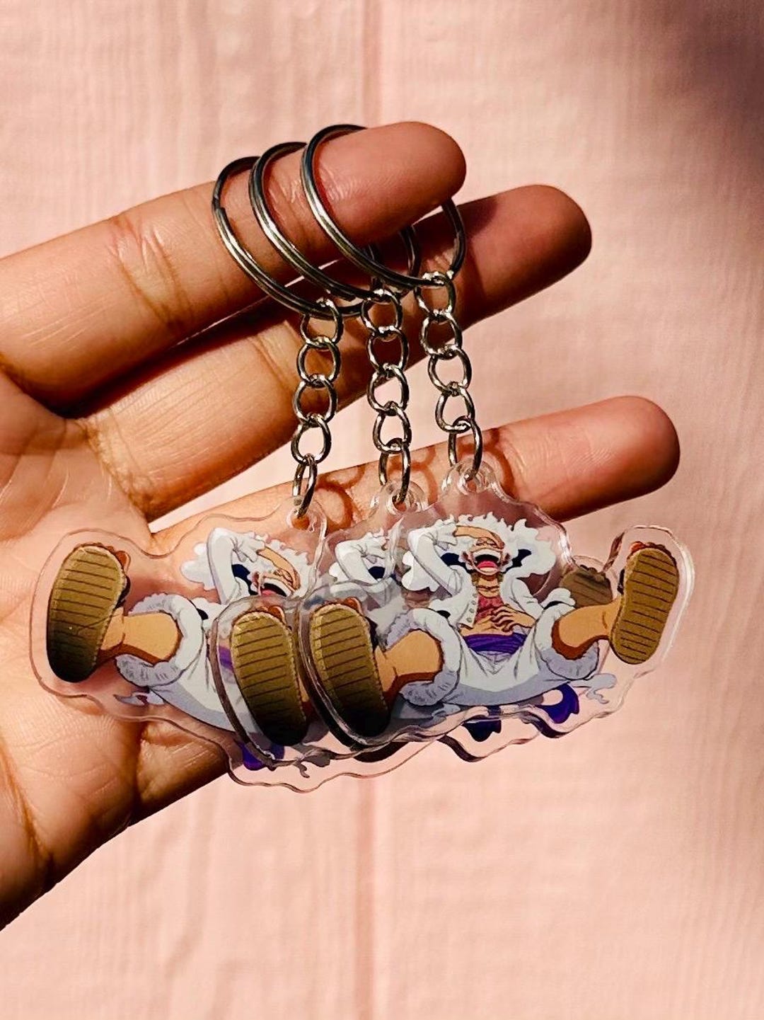 One Piece Keychain: Luffy Anime Keychain With Silver Hardware - Etsy