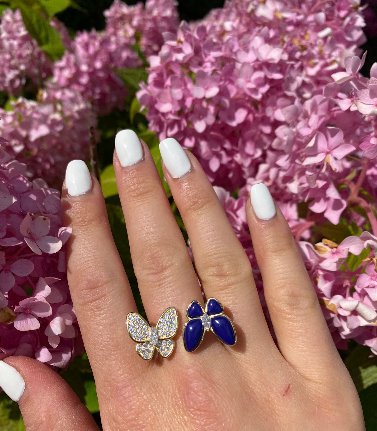 Sapphire Butterfly, Two Butterfly Necklace, 925 Silver Jewelry, 18K ...