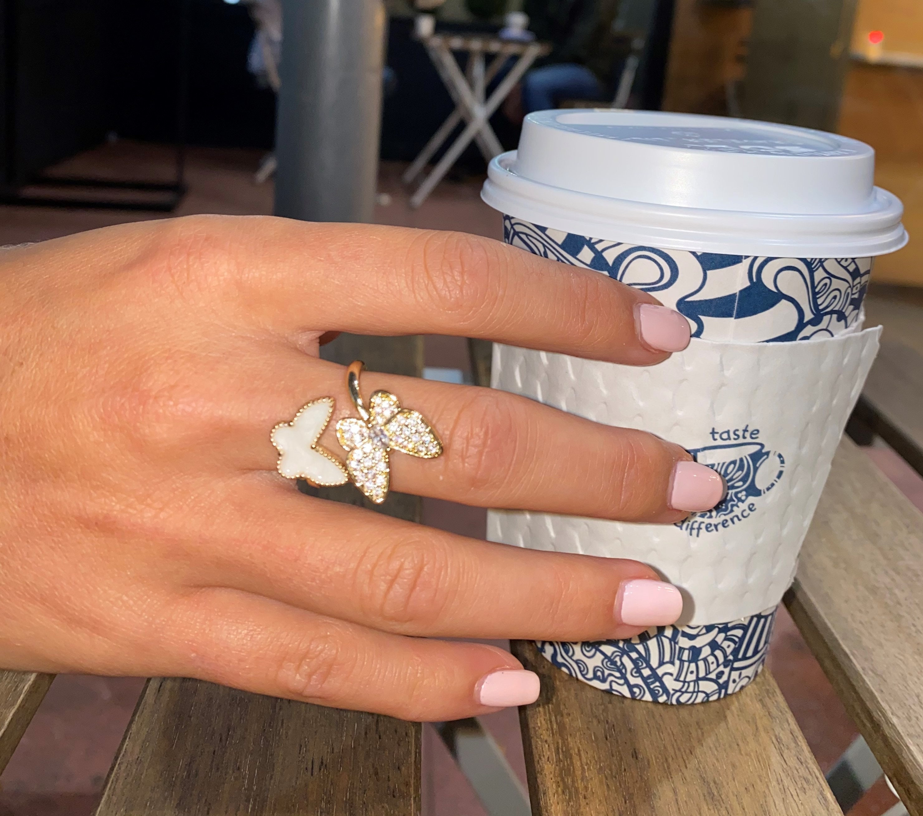 Adjustable Ring, Two Butterfly Ring, Two Finger Ring, Gift for Her ...