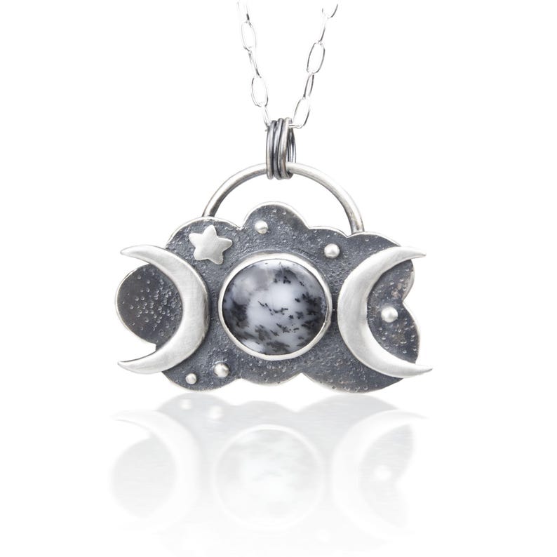 Silver Moon & Cloud Pendant, Celestial Jewellery, GENUINELY HANDMADE ...