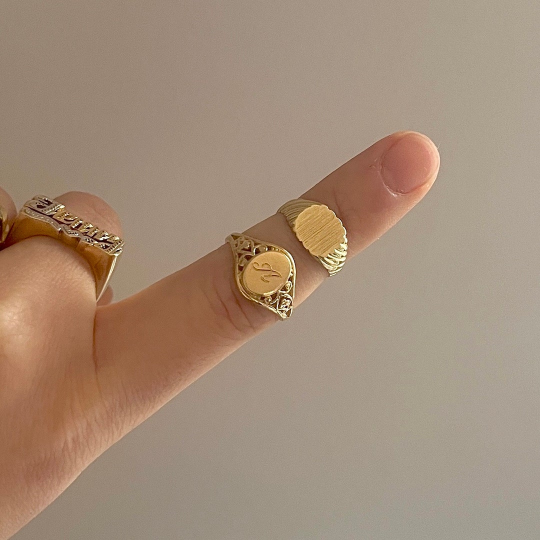 Vintage 14k Gold Signet Ring, Gold Signet Ring, Signet Ring, Gold Pinky Ring, 14k Gold Signet ...