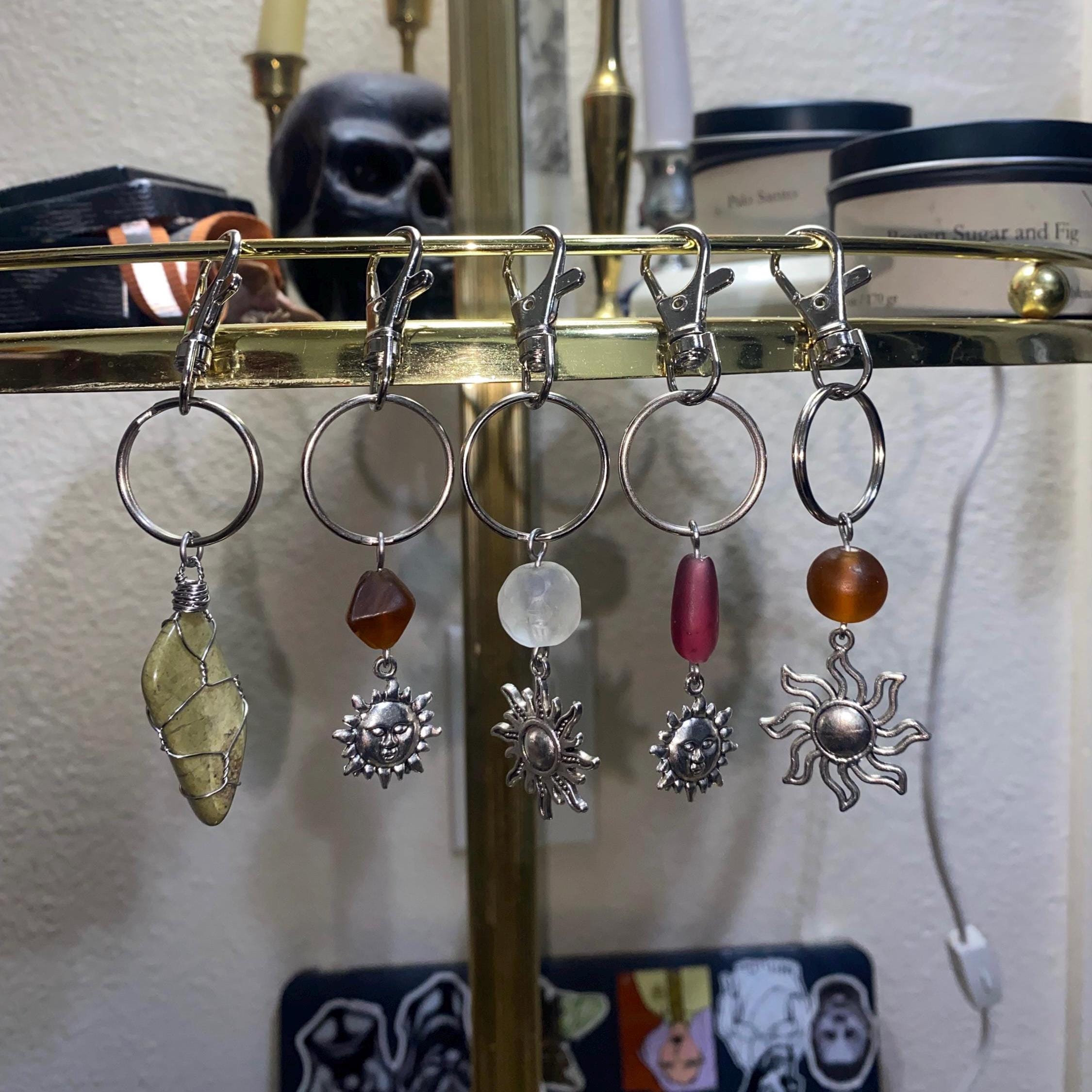 Sea Glass and Wire Wrapped Stone Key Chains - Etsy