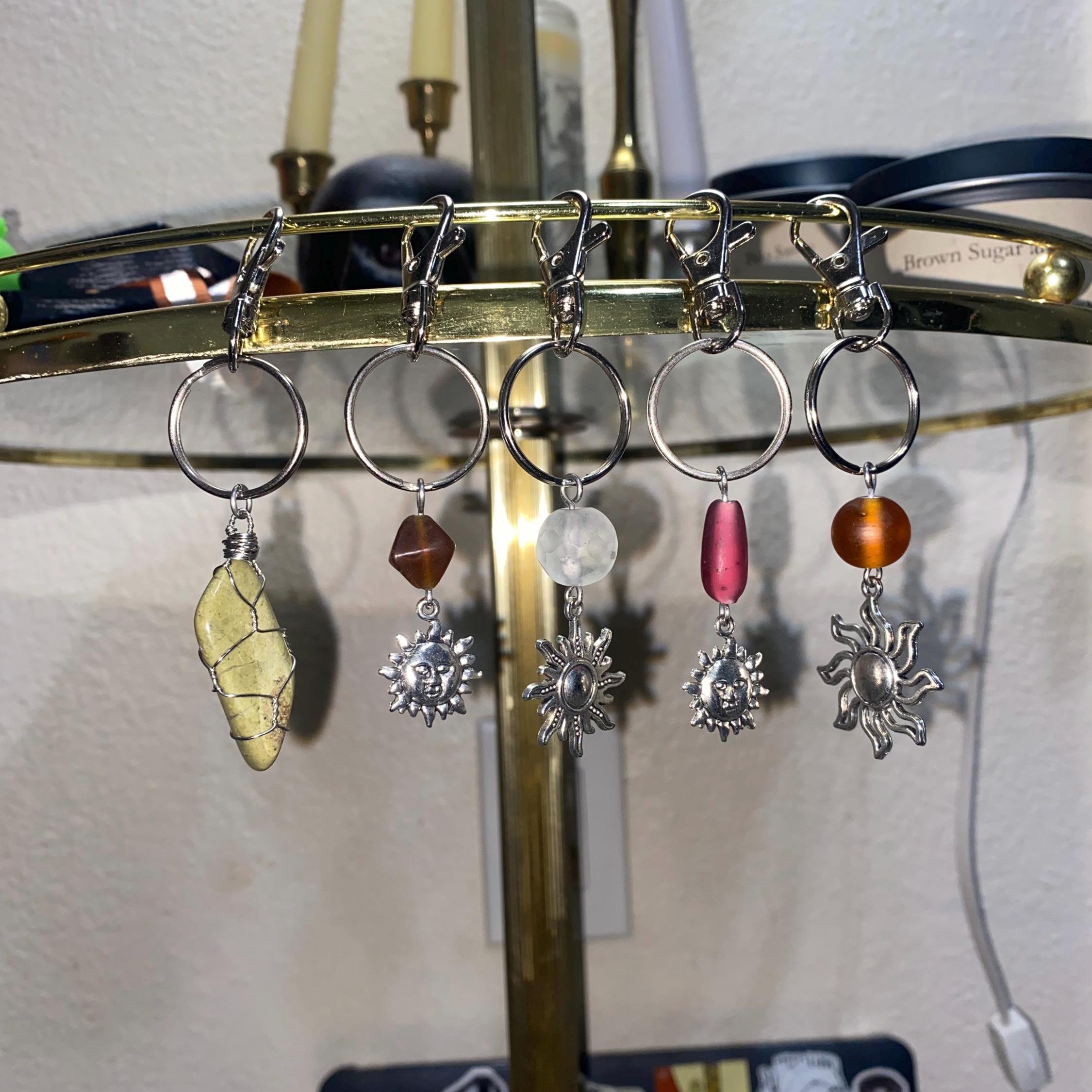 Sea Glass and Wire Wrapped Stone Key Chains - Etsy