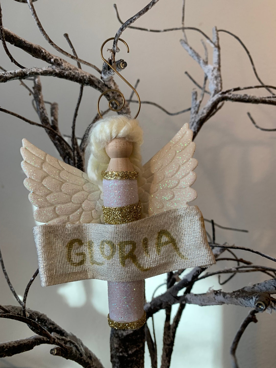 Nativity Gloria Angel Wooden Doll Ornament - Etsy