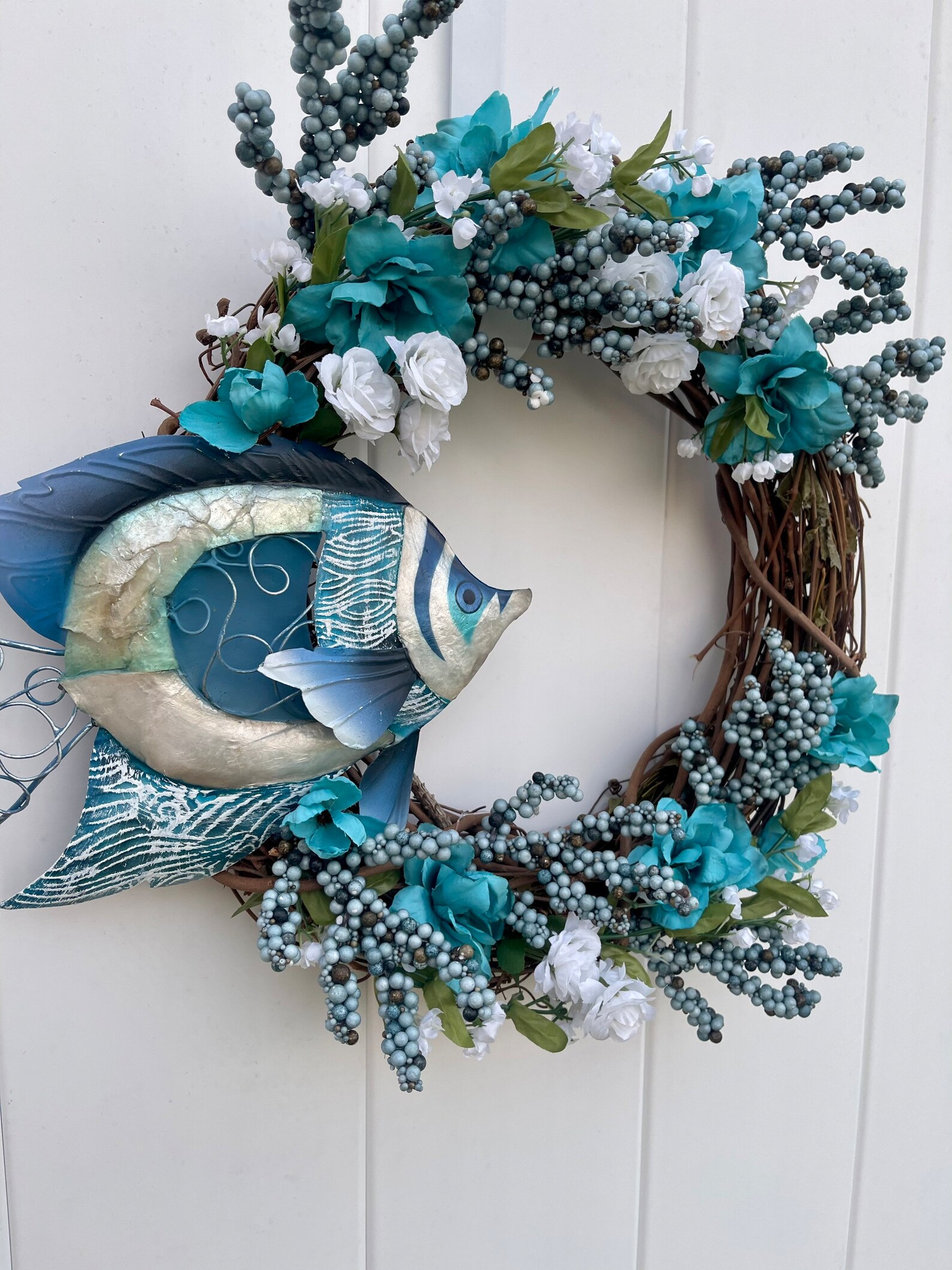 Aqua/blue/turquoise Fish Wreath Sea Wreath Ocean Wreath - Etsy