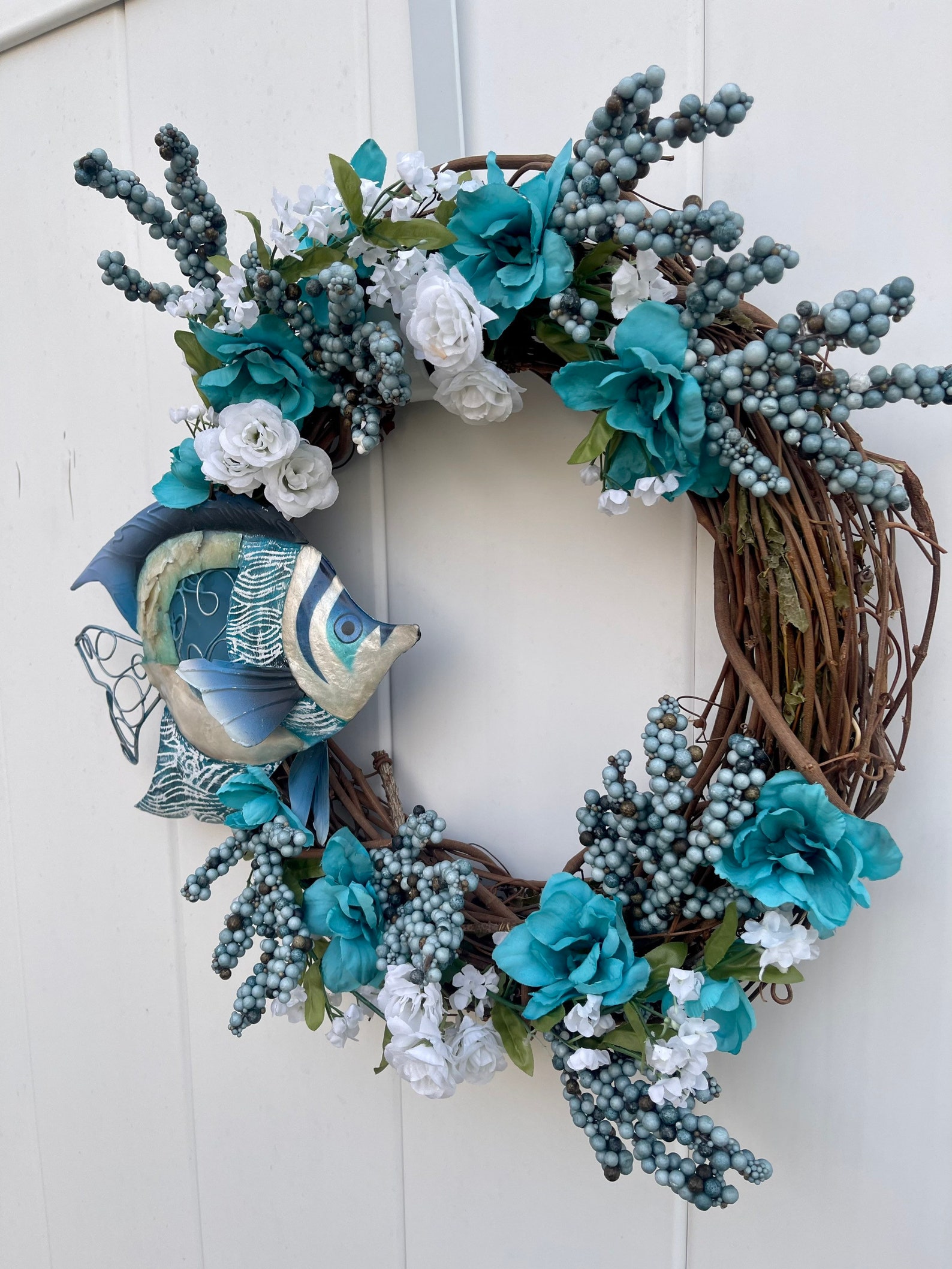Aqua/blue/turquoise Fish Wreath Sea Wreath Ocean Wreath - Etsy