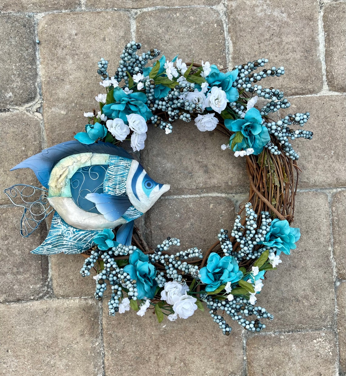 Aqua/blue/turquoise Fish Wreath Sea Wreath Ocean Wreath - Etsy