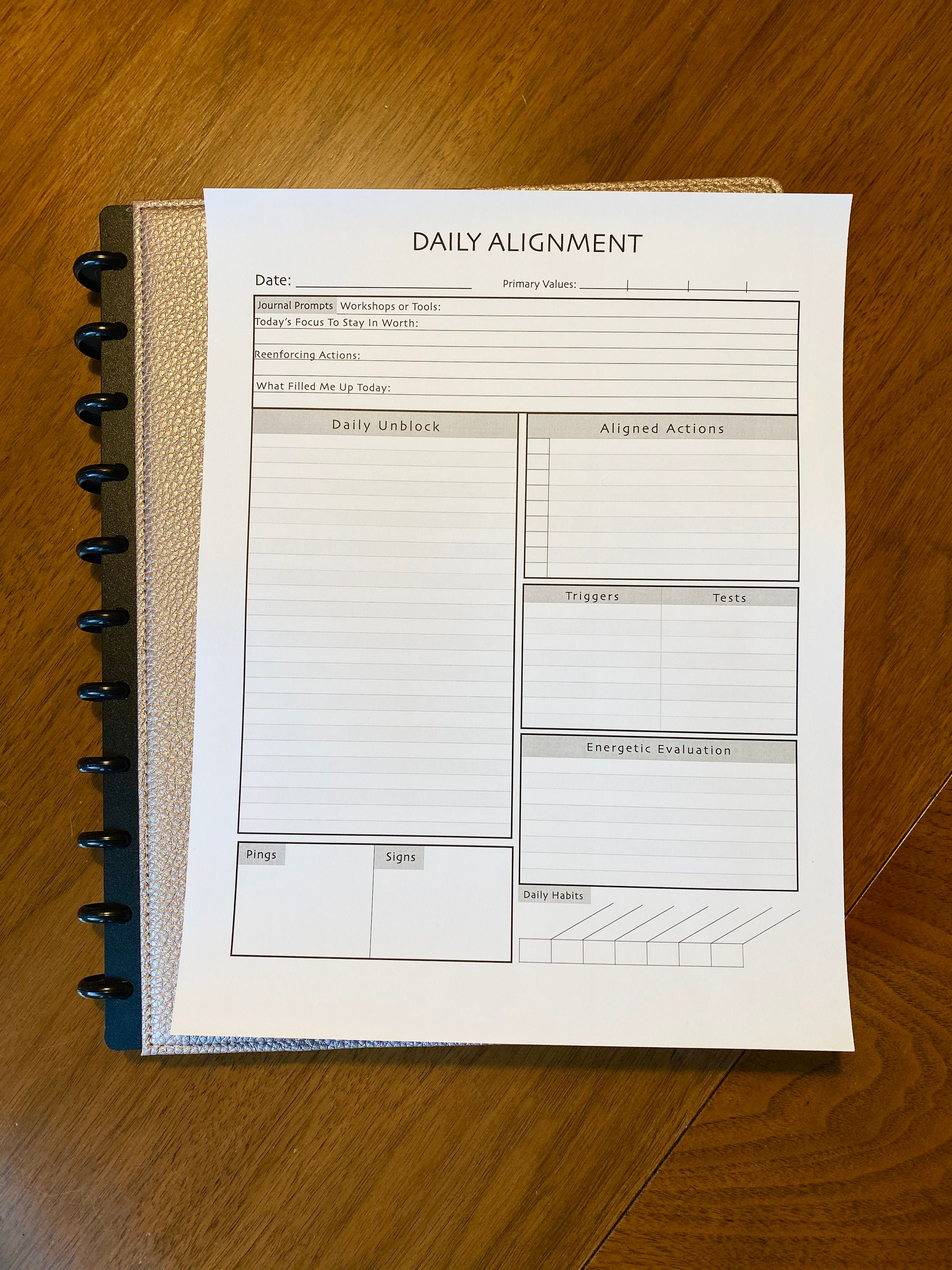 Daily Alignment Printable Planner Inserts. US Letter. Instant - Etsy