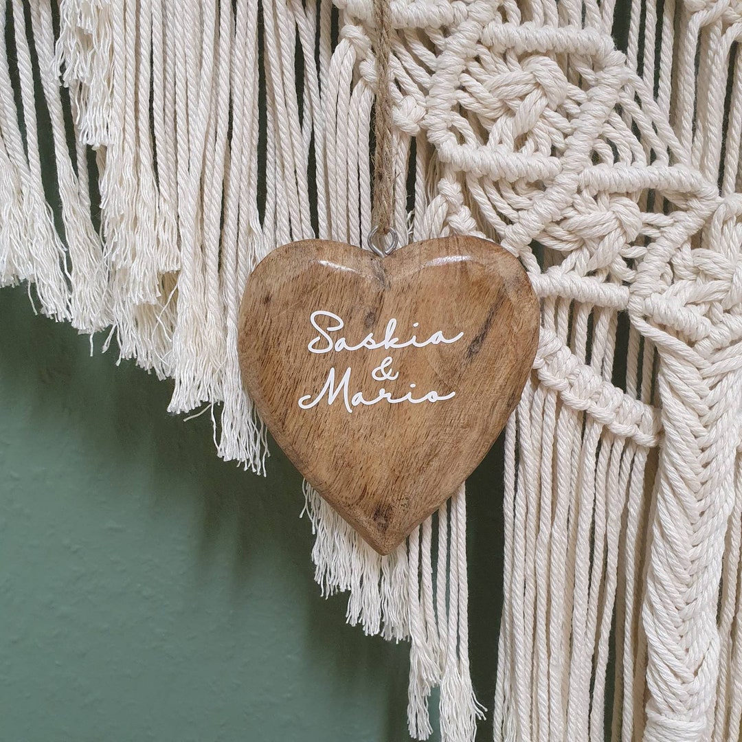 Personalized Mango Wood Heart, Lettering, Decoration, Name, Wedding ...
