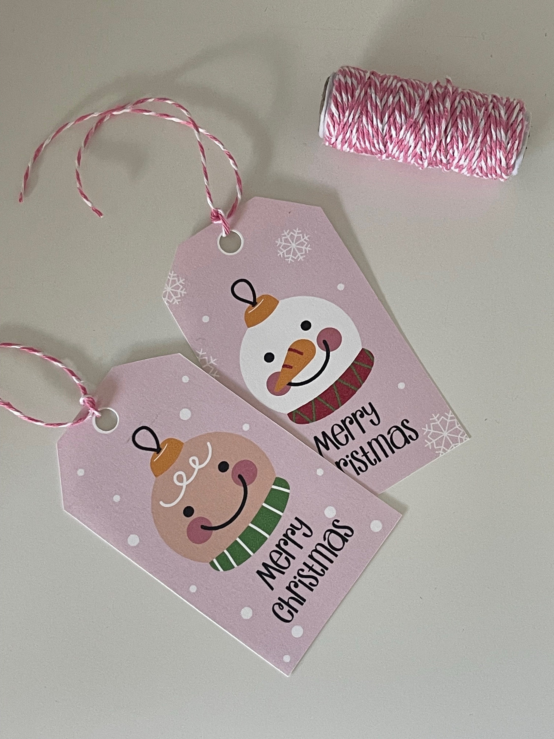 Christmas Gift Tag Printable File, Pink Christmas Gift Tags, Digital ...