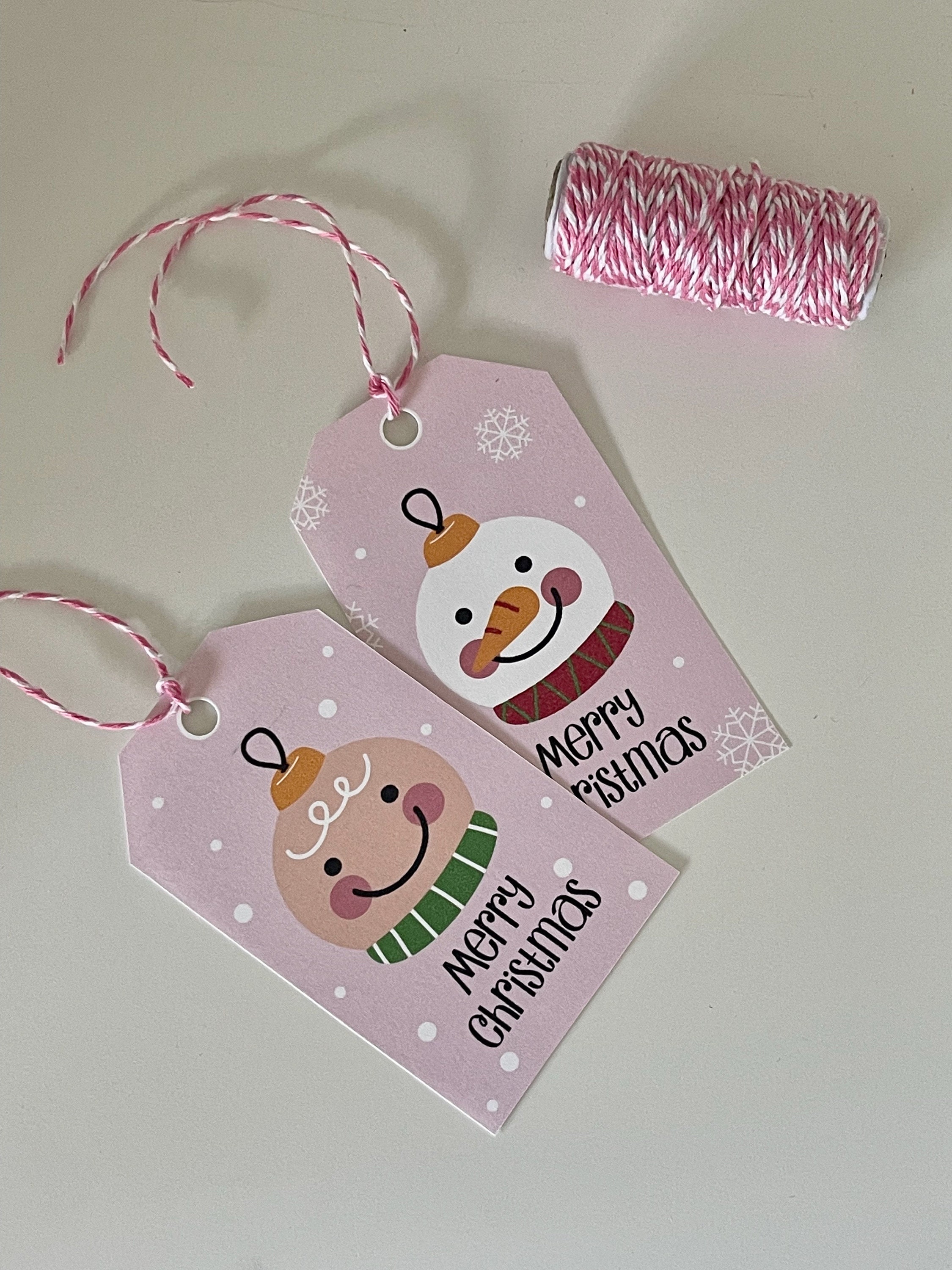 Christmas Gift Tag Printable File, Pink Christmas Gift Tags, Digital ...