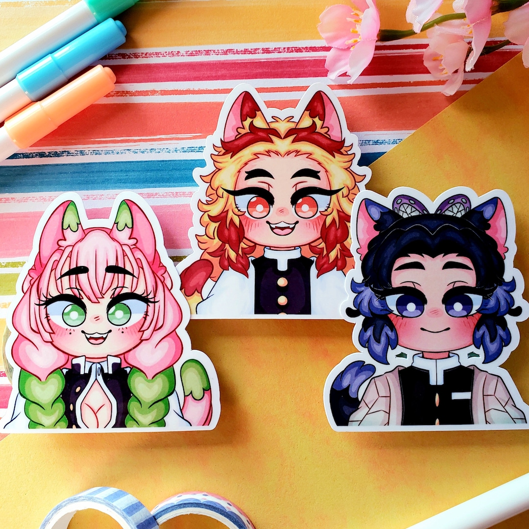 Cat Demon Hunter Sticker Set // Water-resistant, Cat Boy, Cat Girl ...