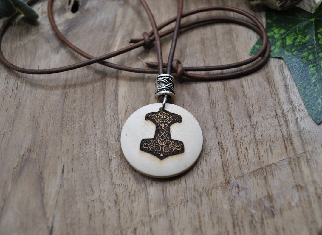 Viking Necklace Mjolnir Thor's Hammer Laser Engraving - Etsy