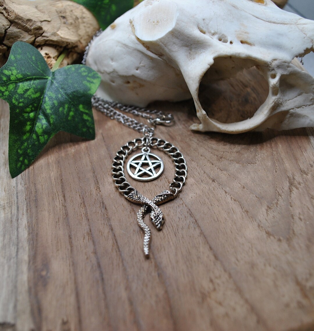 Snake With Pentagram, Gothic Jewelry - Etsy