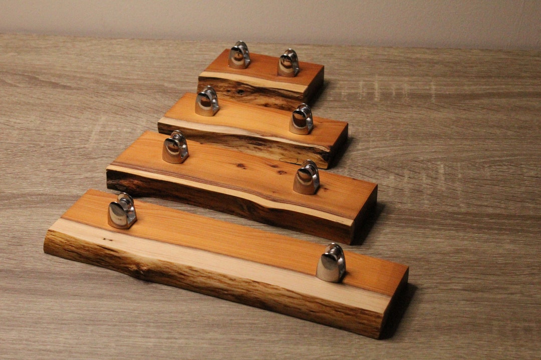 Glass Display Stands Live Edge English Yew Large Clamp Stands in ...