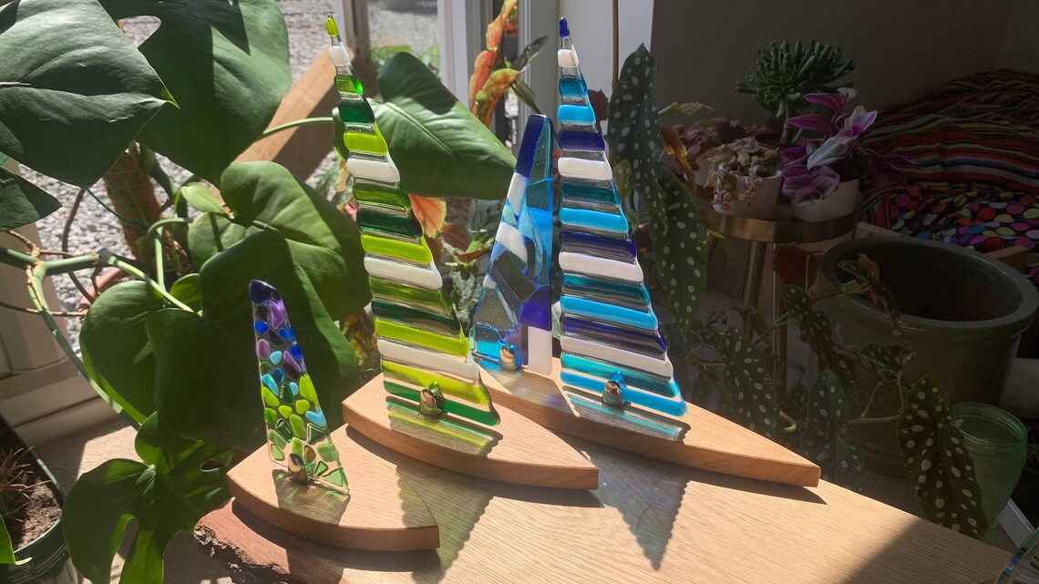 Oak Glass Display Stands Sail Boat Bases Available in | Etsy