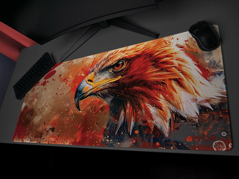 Eagle Majesty Design 4, Desk Pad, Mouse Pad, Desk Mat, Monochrome Eagle ...