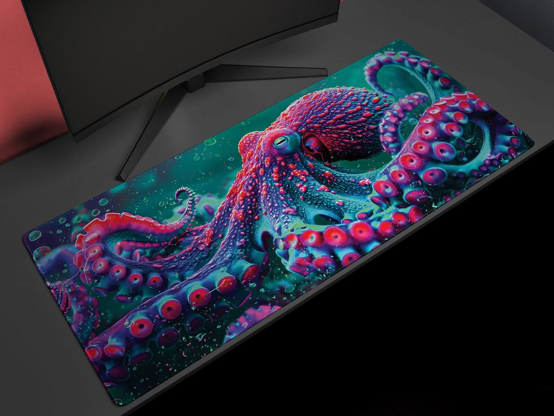 Celestial Seascape Design 4, Desk Pad, Mouse Pad, Desk Mat, Neon Reef ...