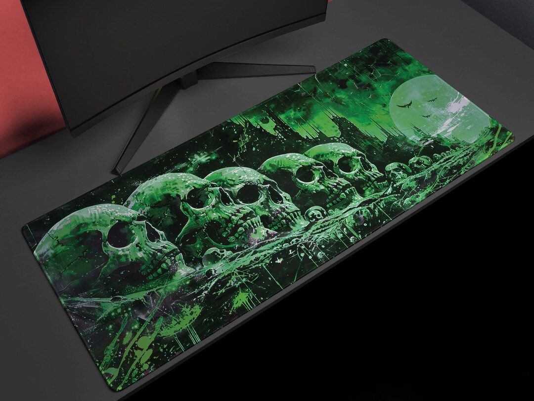 Crimson Elegy Design 3, Desk Pad, Mouse Pad, Desk Mat, Luminous Green ...