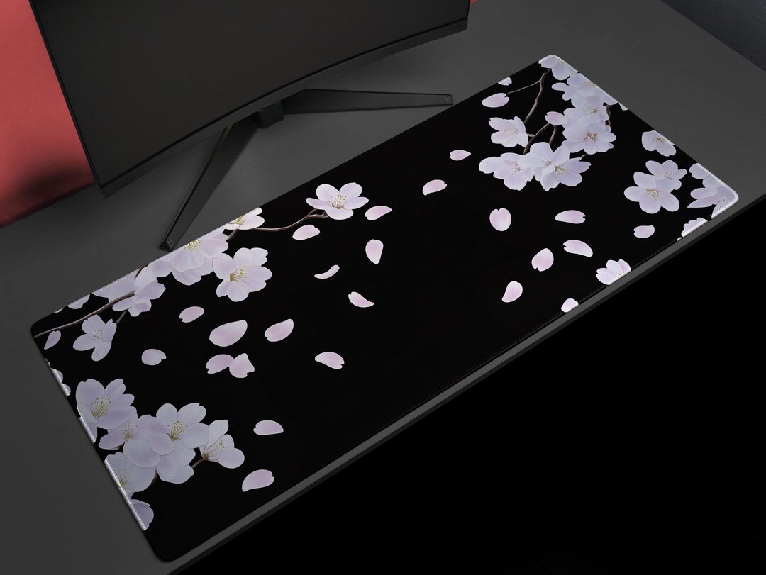 Cherry Blossom Elegance, Desk Pad, Mouse Pad, Desk Mat, Minimalist ...