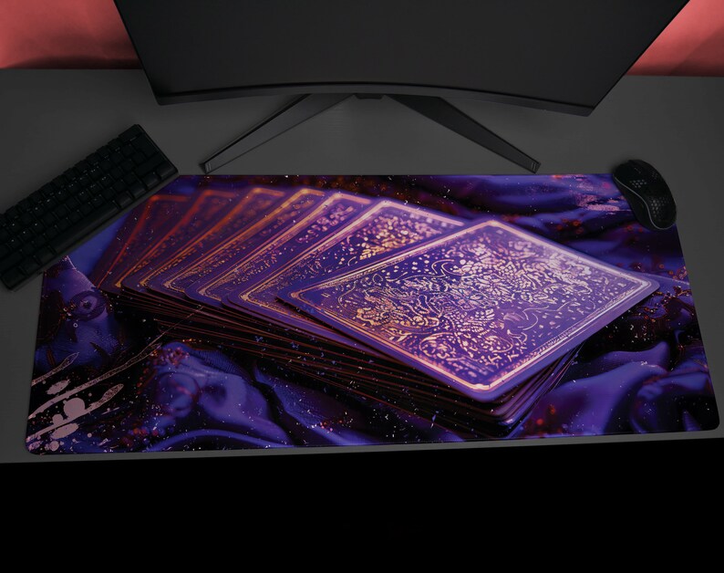 Mystic Tarot, Desk Pad, Mouse Pad, Desk Mat, Enchanted Cards, Celestial ...