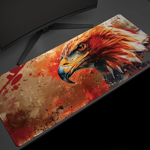 Crimson Flow, Desk Pad, Mouse Pad, Desk Mat, Swirling Red, Artistic ...