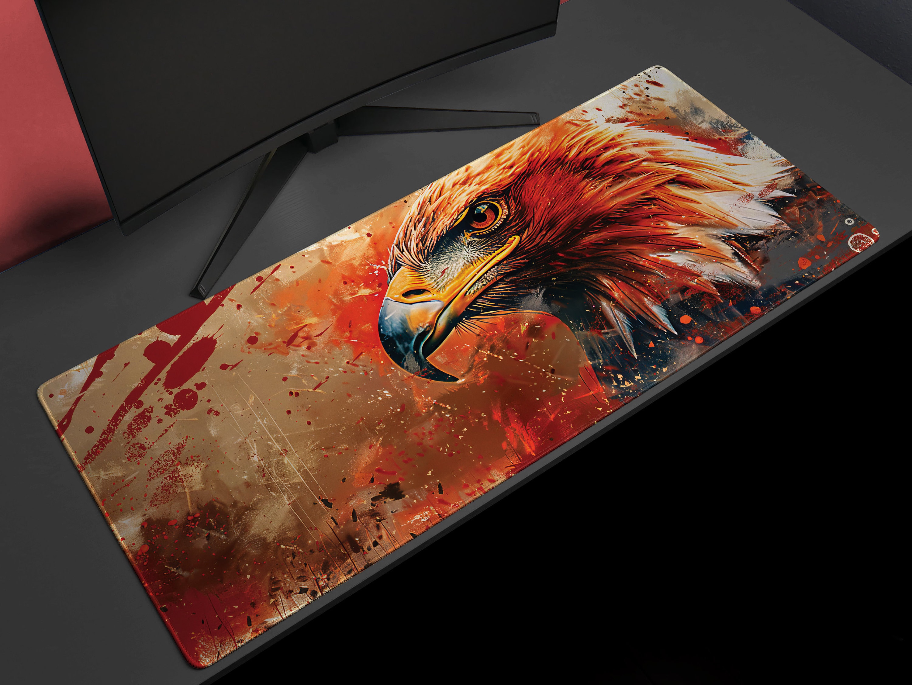 Eagle Majesty Design 4, Desk Pad, Mouse Pad, Desk Mat, Monochrome Eagle ...