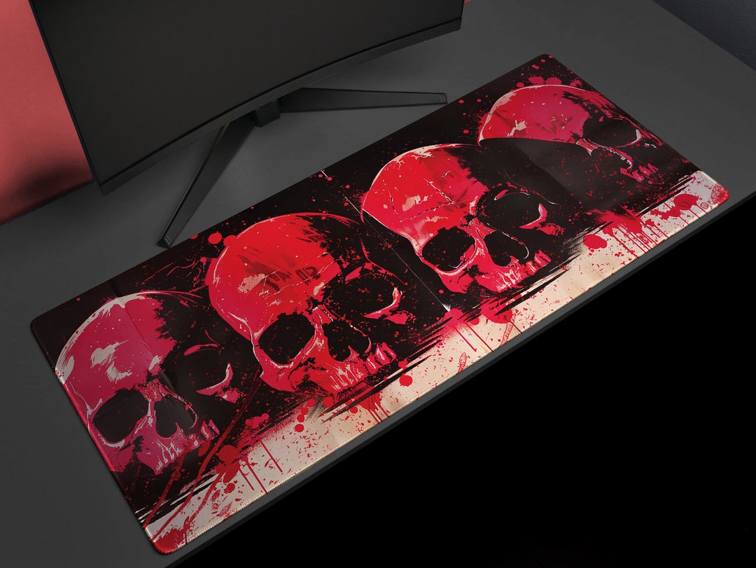 Crimson Elegy Design 1, Desk Pad, Mouse Pad, Desk Mat, Vibrant Red ...